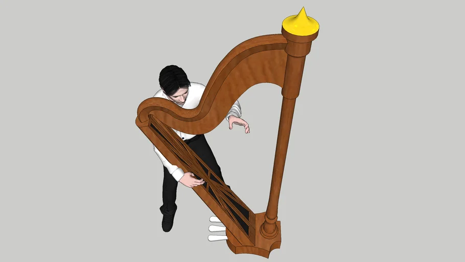 Harp with musician Harpist | 3D Warehouse