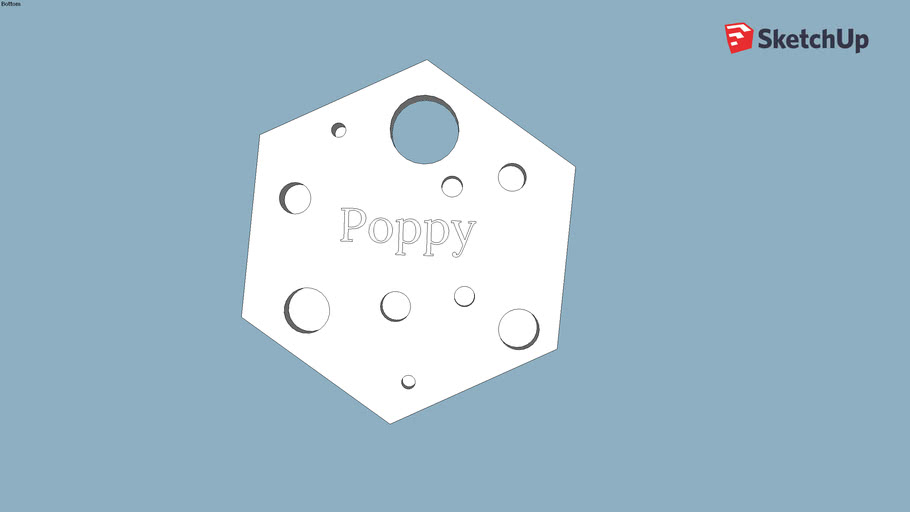 White Personalised Poppy Name Tag (Hexagon) | 3D Warehouse