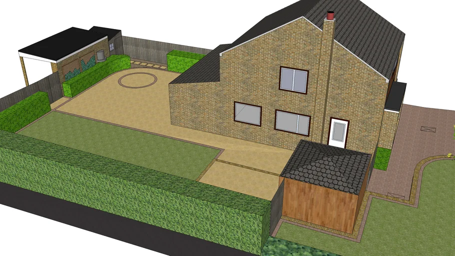 Garden design, corner plot of 1980s style detached house | 3D Warehouse