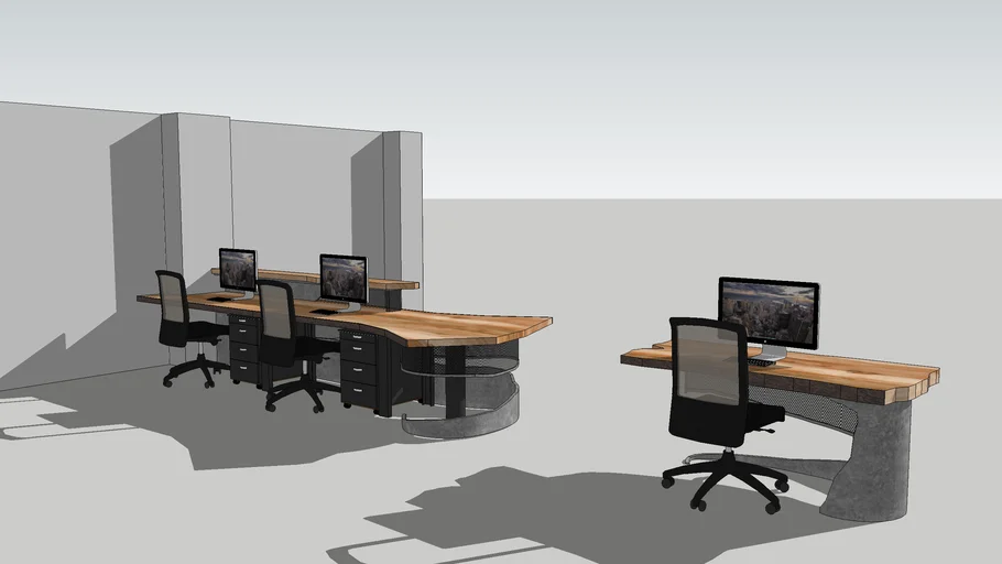 Reception Desks - Live Edge Wood with Metal Base | 3D Warehouse