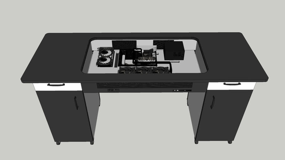 PC desktop embedded in desk | 3D Warehouse