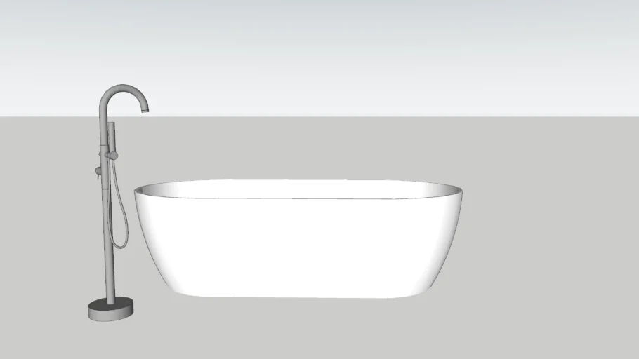 Floor mounted tap and bathtub | 3D Warehouse