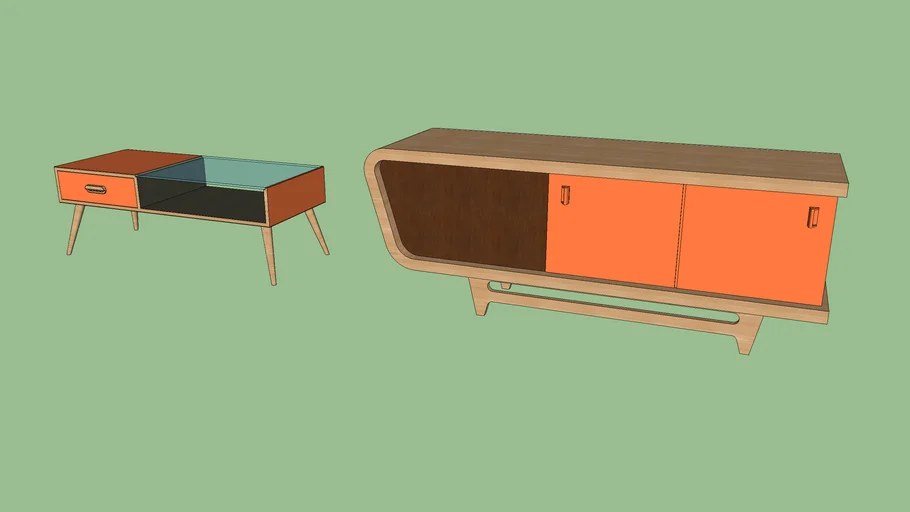 Retro table & buffet | 3D Warehouse