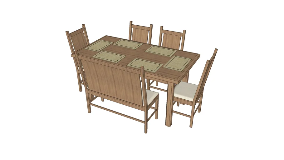 Table for six with bench | 3D Warehouse
