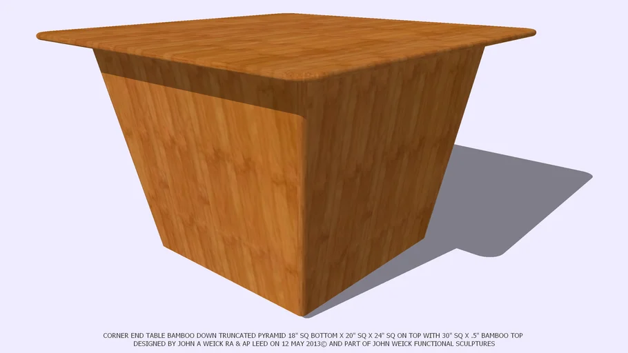 END TABLE CORNER BAMBOO TRUNCATED PYRAMID & TOP BY JOHN A WEICK RA | 3D ...