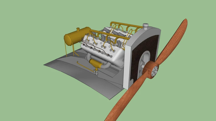 Sunbeam Crusader V8 airplane engine | 3D Warehouse