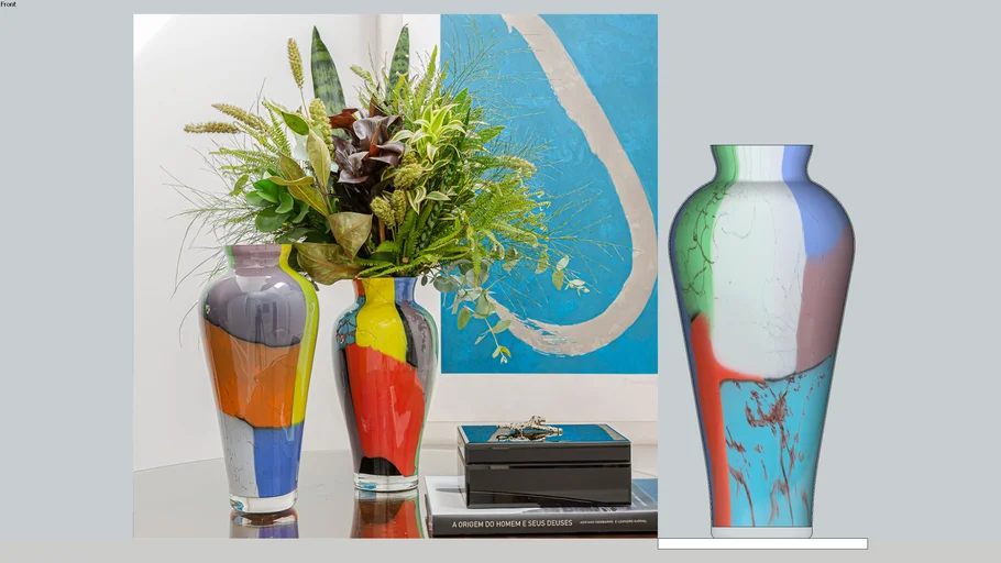 Vaso 63 MS Lascas Coloridas - Murano Cristais Cadoro | 3D Warehouse