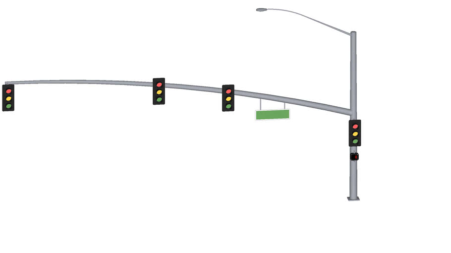 60' Mast Arm (3 Head) 61-5-100 Cal-trans Traffic Signal | 3D Warehouse