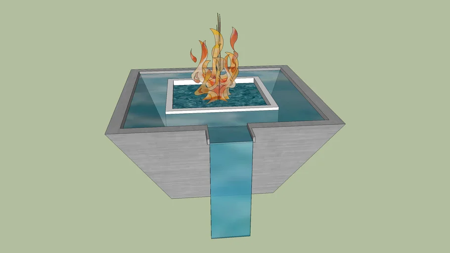 FIRE WATER FEATURE SQUARE METAL POT | 3D Warehouse