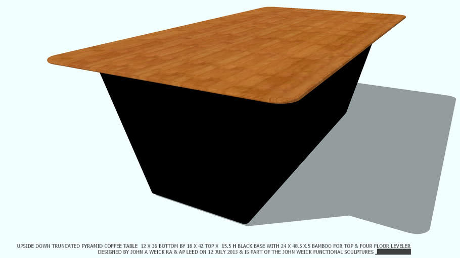 COFFEE TABLE BLACK TRUNCATED BAMBOO 2X4 TOP DESIGNED BY JOHN A WEICK RA ...