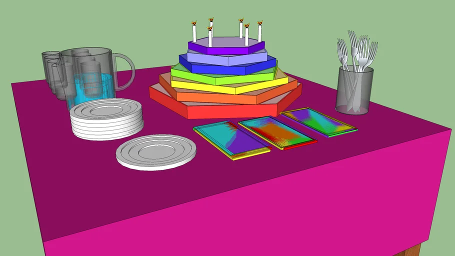 Table with cake | 3D Warehouse