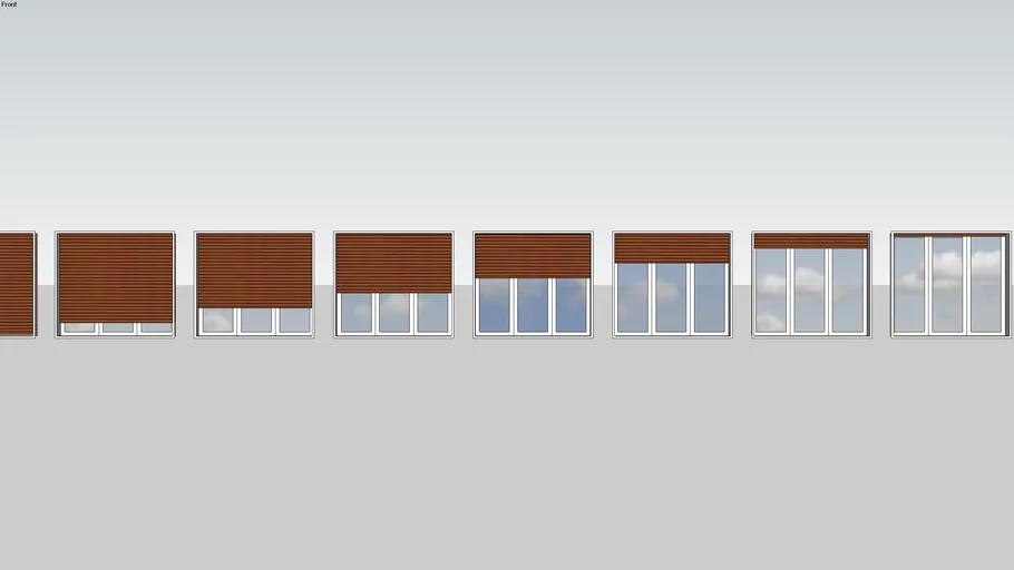WINDOW SET WITH OPEN/CLOSED BROWN SHUTTERS IN VARIOUS POSITIONS | 3D ...