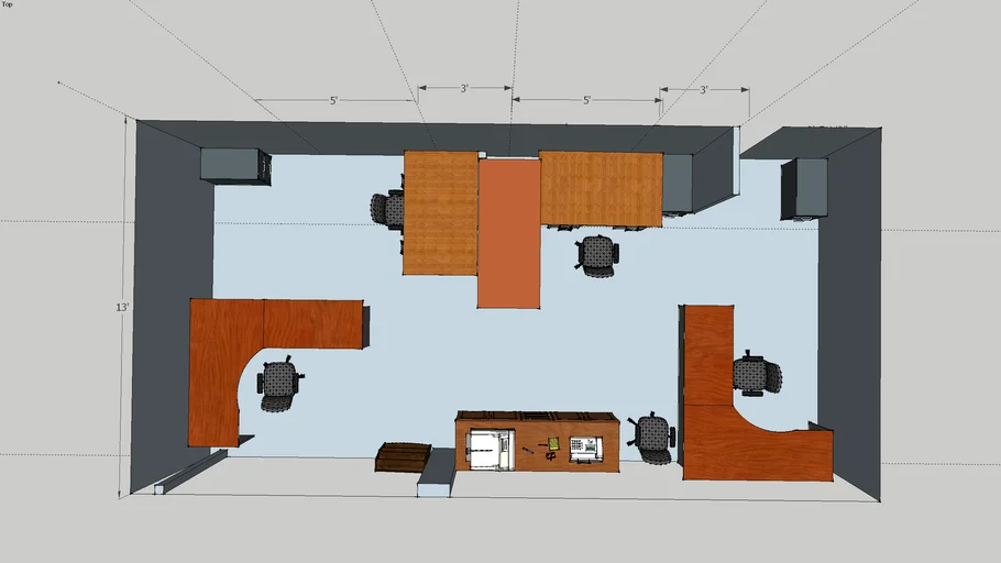 Open Plan Office Cubicle with 4 desks | 3D Warehouse