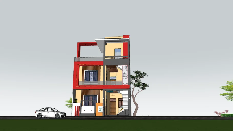 25x50 house elevation | 3D Warehouse