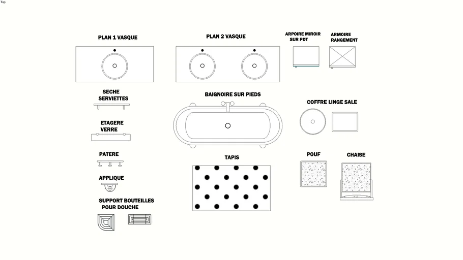 Objects for 2D bathroom | 3D Warehouse