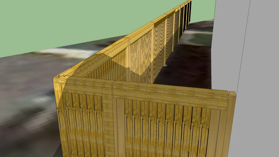 8ft Wood Post Fence Twilight detailed corner | 3D Warehouse