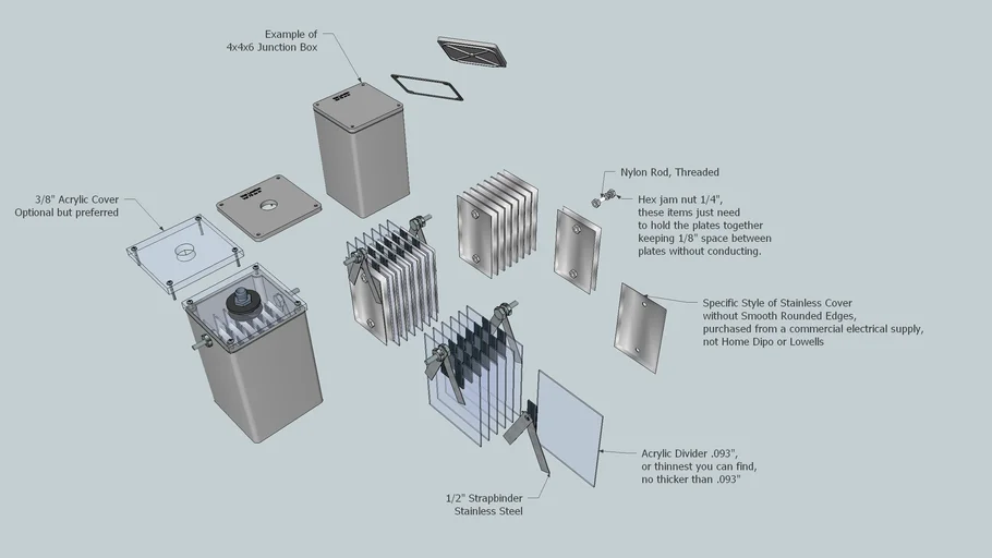 DIY HHO Generator 4x6 JBox with Single Gang SS Covers | 3D Warehouse