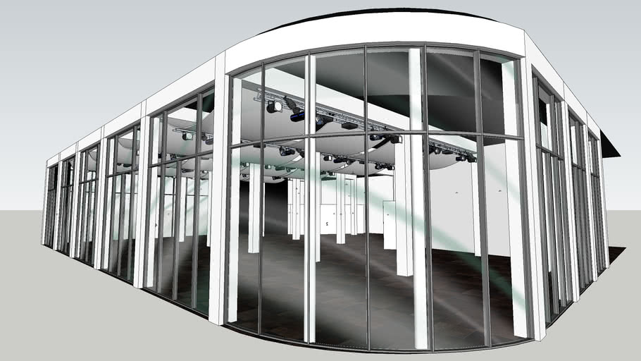 Glazed Building with curved corner | 3D Warehouse