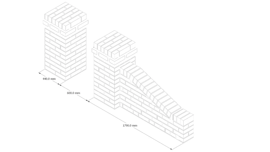 Raking cut brick piers | 3D Warehouse