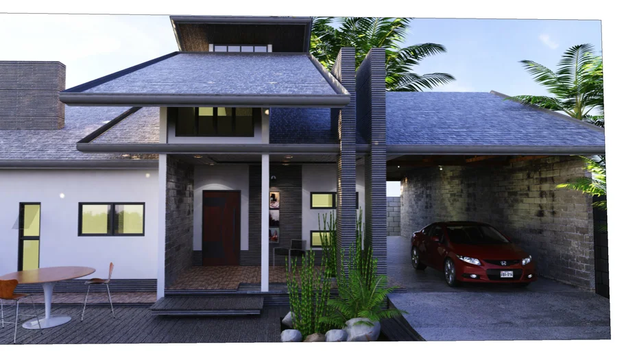 Bongalow House with Attic -Tropical Rest House Design | 3D Warehouse