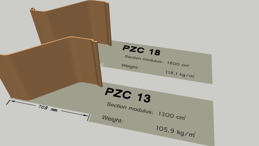 Sheet piles type PZC 13 & PZC 18 | 3D Warehouse