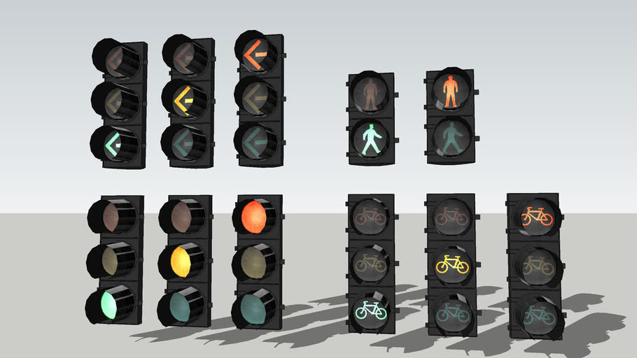 8 inch Duralight LED traffic signals. | 3D Warehouse