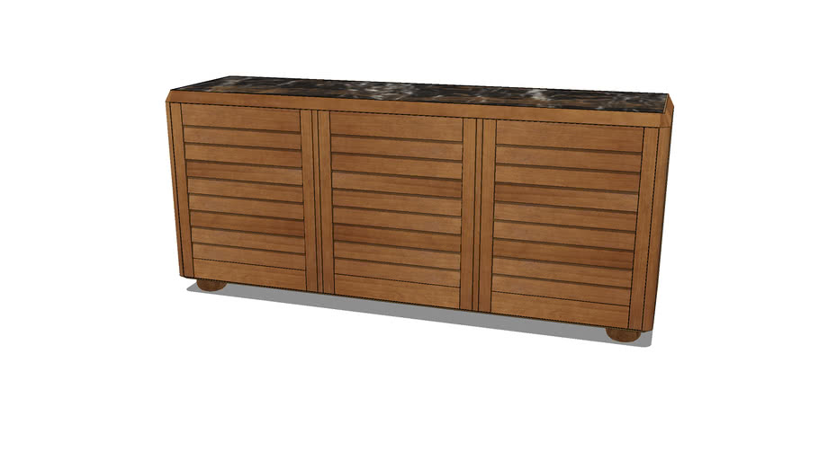 Oak sideboard with 3 Louvre slatted doors | 3D Warehouse