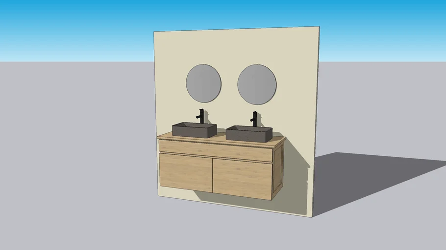 Double bathroom vanity with sink and mirror | 3D Warehouse