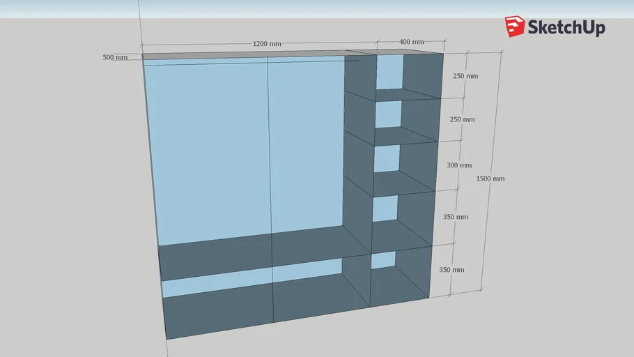 Bedroom Storage Unit with doors x3 | 3D Warehouse