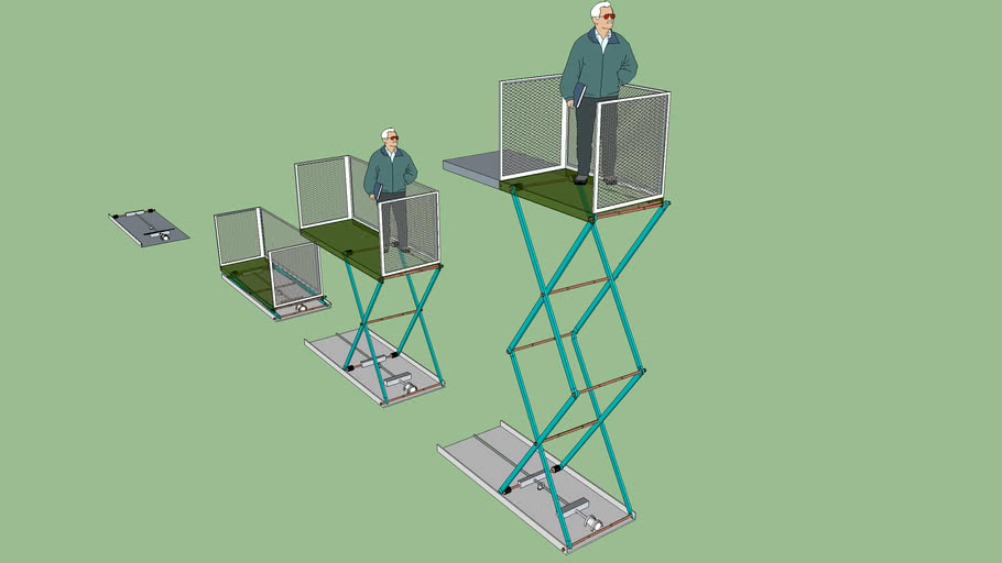 Metal Scissor Threaded Rod Lift | 3D Warehouse