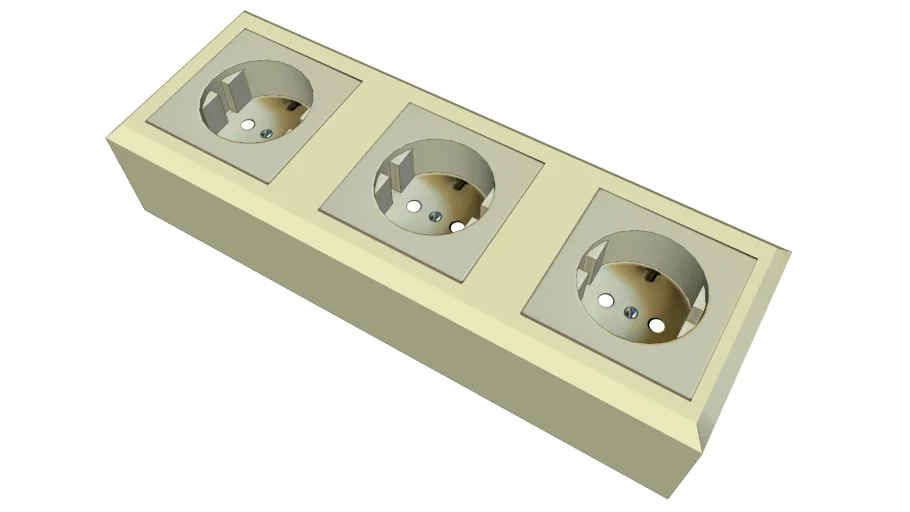 3 Way Electrical Power Socket 220V | 3D Warehouse