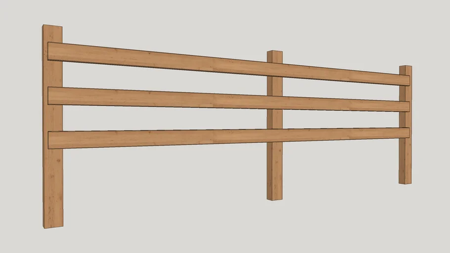 (DYNAGROUP) - Fence - Dyna Timber - 2400 x 1200H Post & 3 Rail | 3D ...