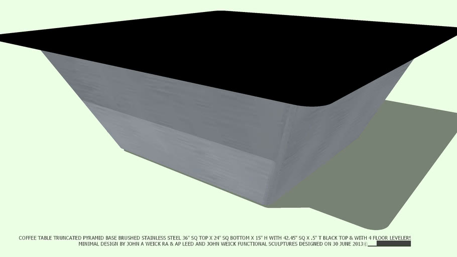 COFFEE TABLE ST ST TRUNCATED PYRAMID 42 BLACK TOP BY JOHN A WEICK RA ...