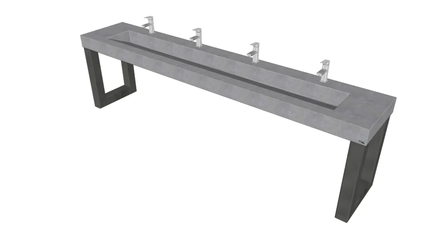 119' Zen ADA Commercial Vanity with 96' Concrete Ramp Sink | 3D Warehouse