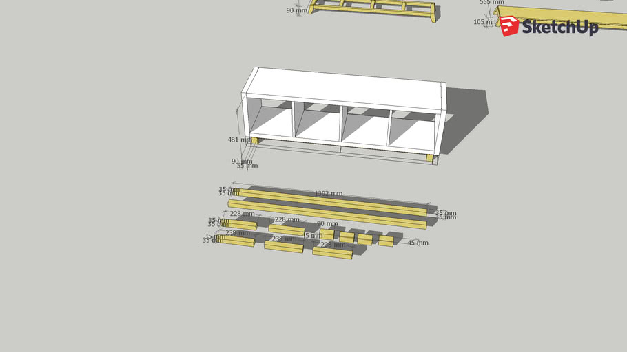 IKEA Kallax Hack - Leg Option 1 Cut List | 3D Warehouse