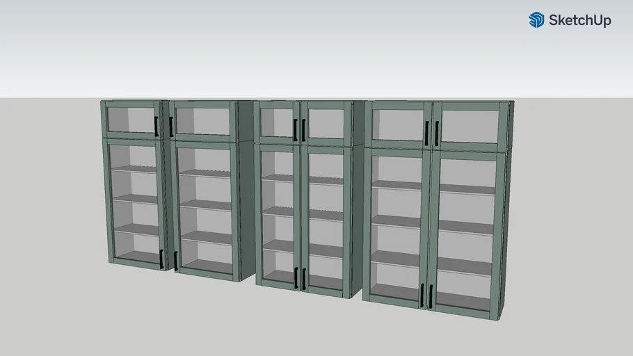 54'H SAGE SHAKER GLASS WALL KITCHEN CABINETS | 3D Warehouse