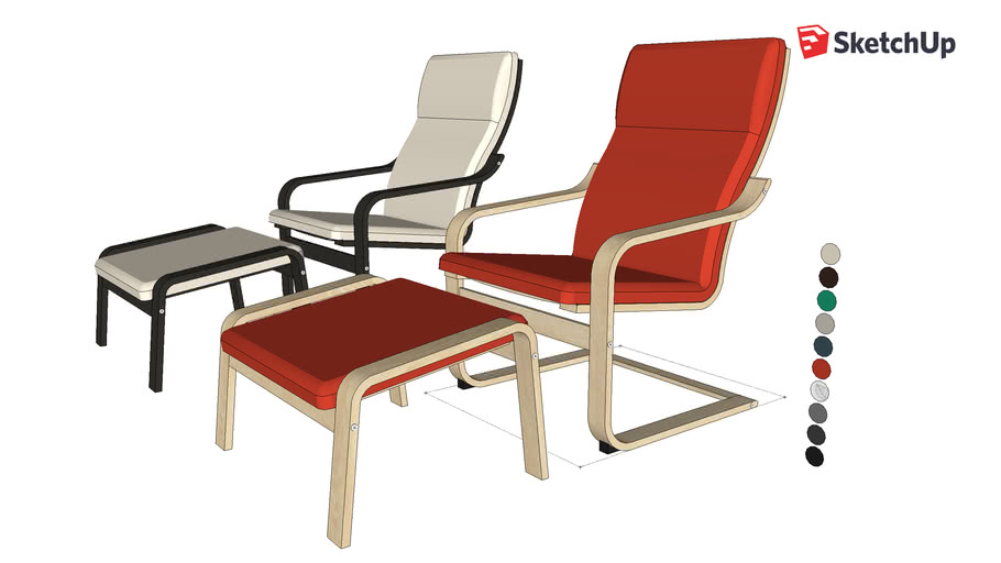 chair IKEA POANG + footstool | 3D Warehouse