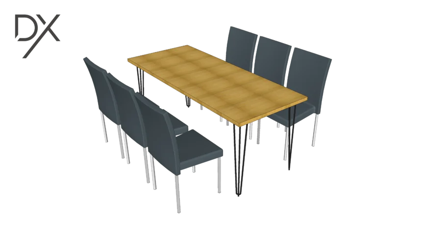 Oslo table commune 72'' L x 24'' l x 30'' H - Noir mat - Bois naturel ...