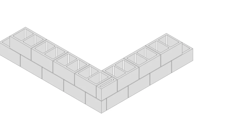 CMU Wall Corner Detail - 12'W x 12'W | 3D Warehouse
