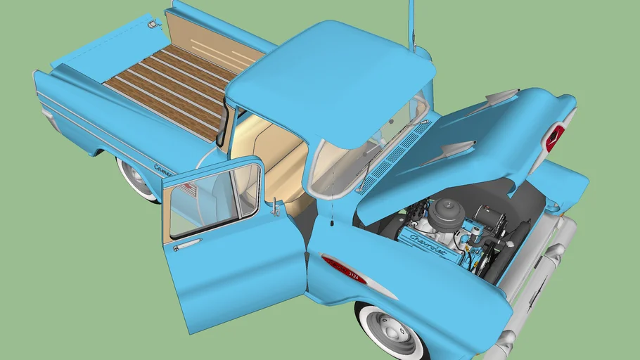 1957 Chevrolet 283 cu in V8 engine and Cameo pickup | 3D Warehouse