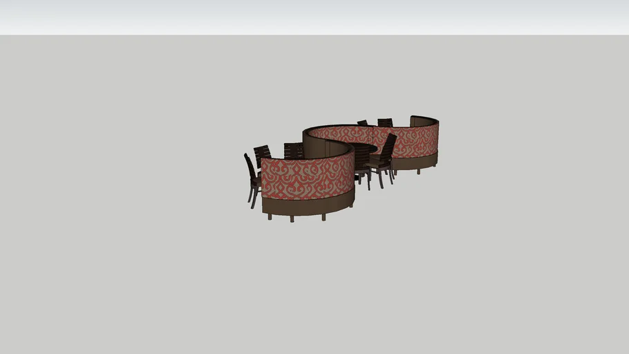 Custom Snake Banquette with 48' Round Tables | 3D Warehouse