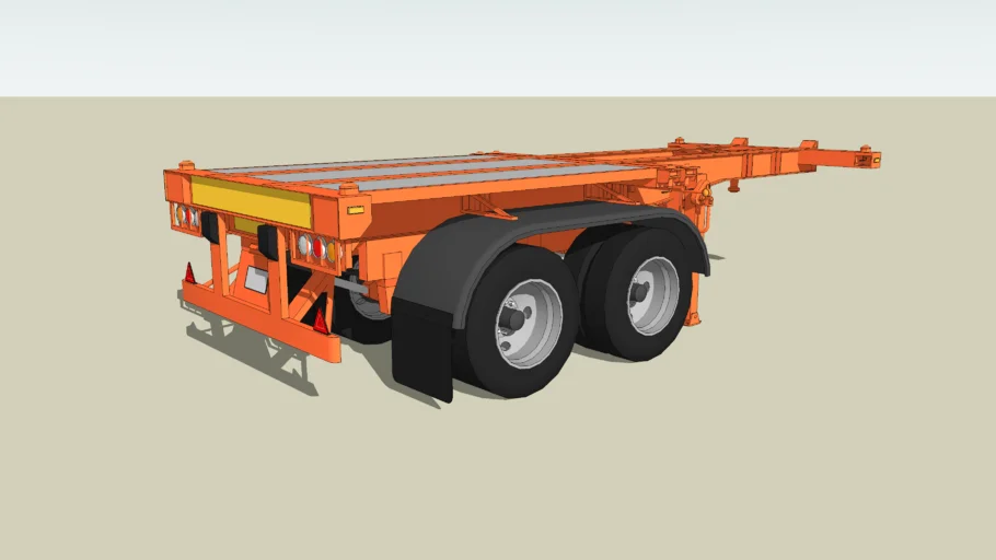 Container carrier skeleton trailer - 20ft | 3D Warehouse