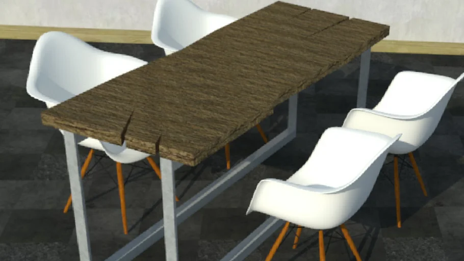 Massive Wood Table + Metal Legs / Ahsap Masa / Eames | 3D Warehouse