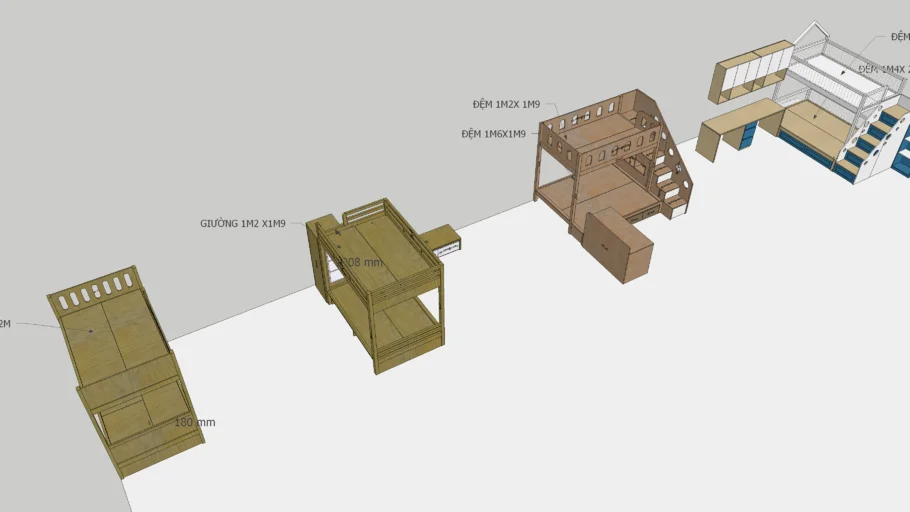 Giường ngủ tầng DƯƠNG EC | 3D Warehouse