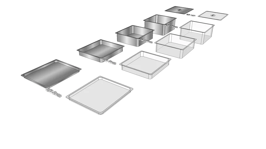 GN 2/3 Acrylic-SS all sizes w/lids | 3D Warehouse