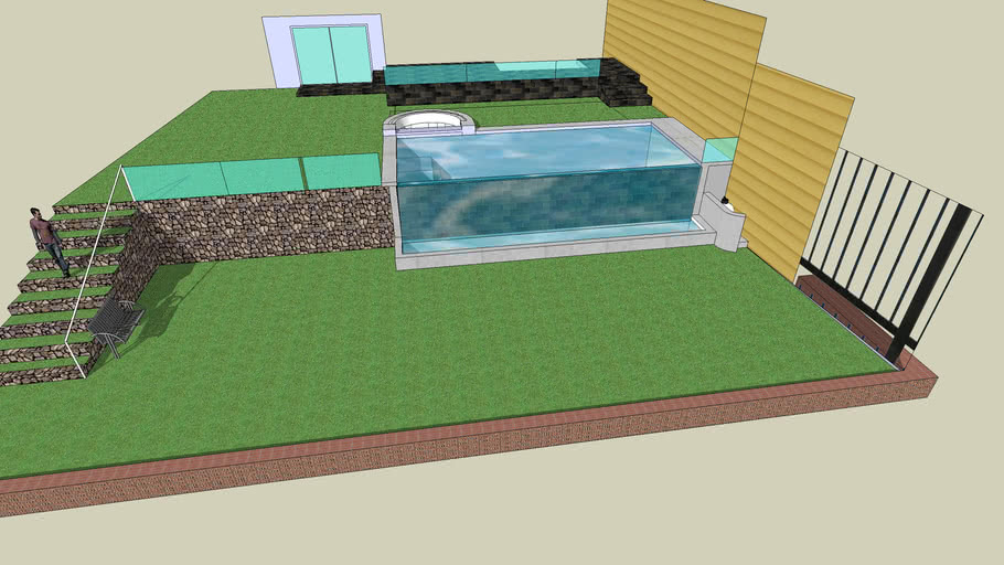 Piscina con borde infinito y spa | 3D Warehouse