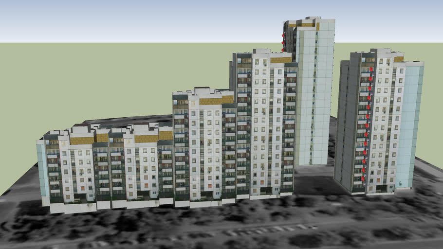 Blok 64, Gandijeva br. 9, 11, 13, 15, 17, 19, Novi Beograd | 3D Warehouse