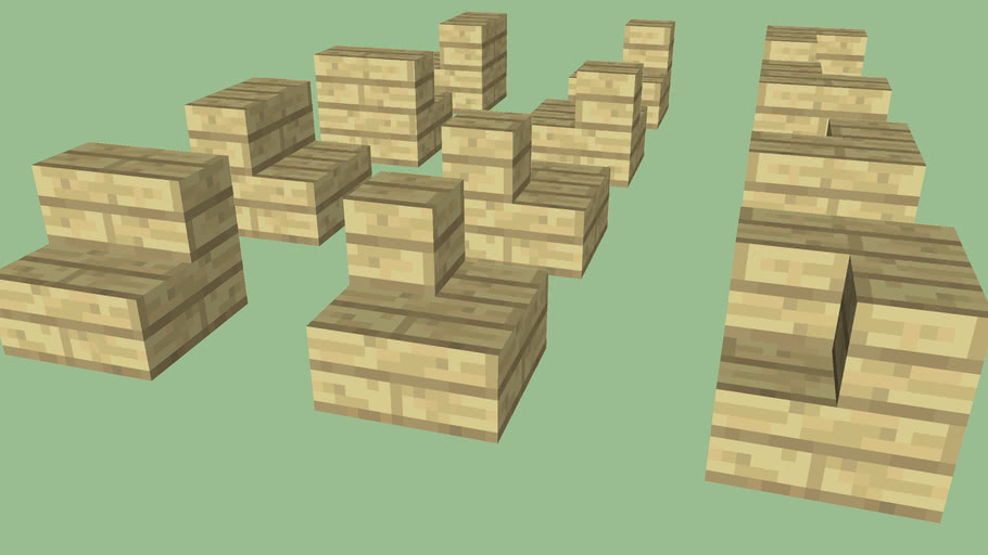 Birch Wood Minecraft Stairs (all types) made to fit zapperier | 3D ...