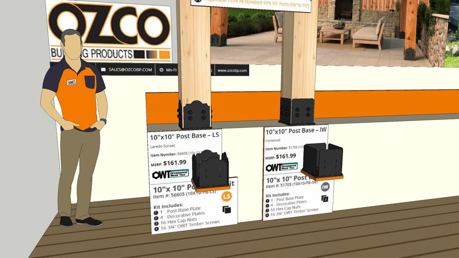 OZCO 10x10 Post Bases for post and beam, decks, pergolas and pavilions ...