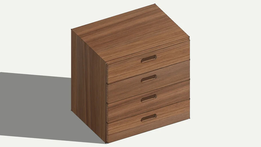 MUJI Stacking chest drawer Walnut wood 引出し・4段 | 3D Warehouse